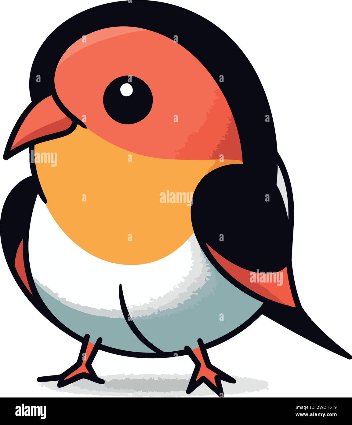 Funny robin isolated on a white background. Vector illustration Stock ...