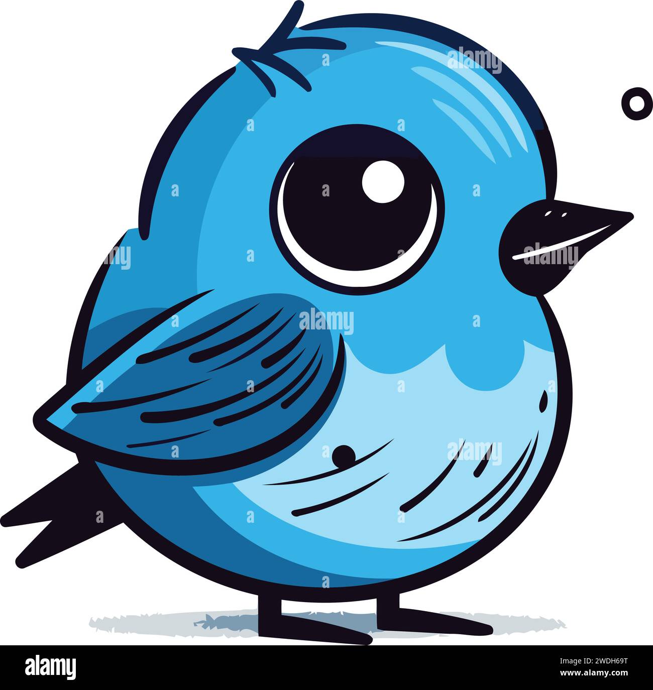 Cute cartoon blue bird isolated on white background. Vector ...