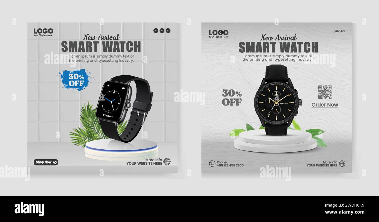 Smart watch social media post banner. Limited time offer smart watch ...