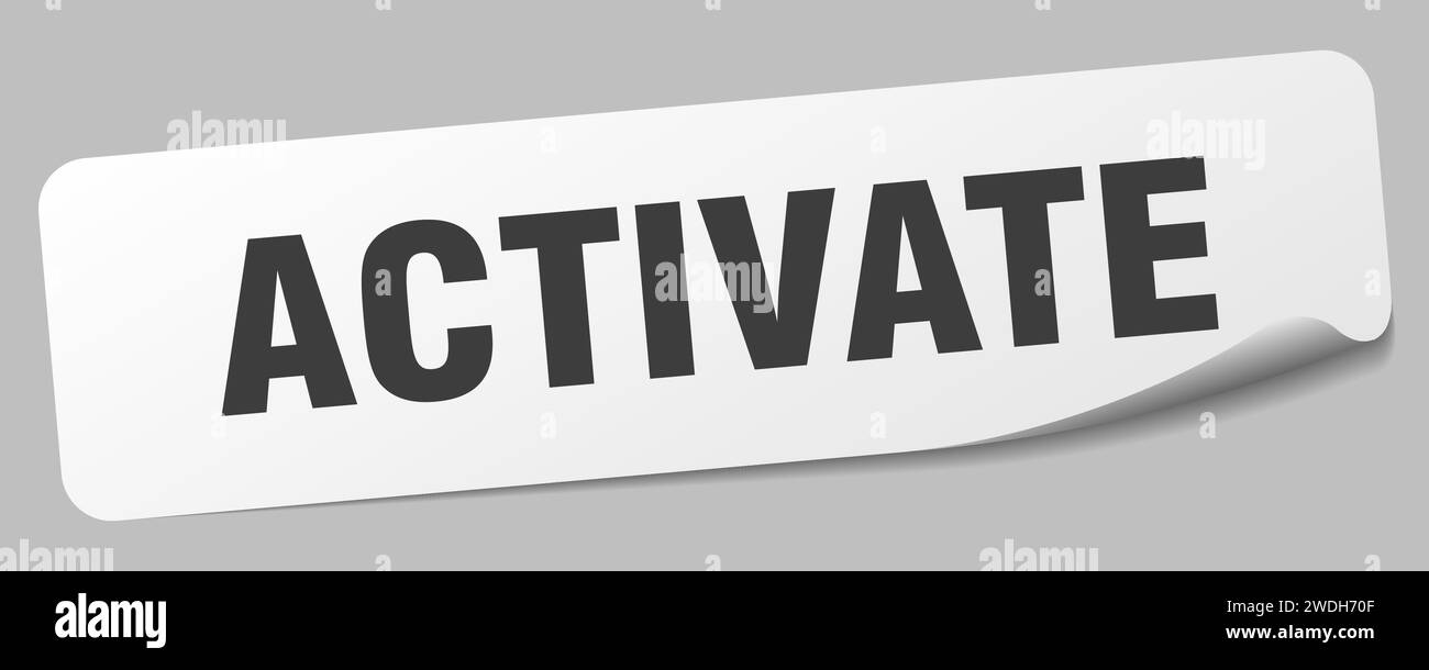 activate sticker. activate rectangular label isolated on white ...