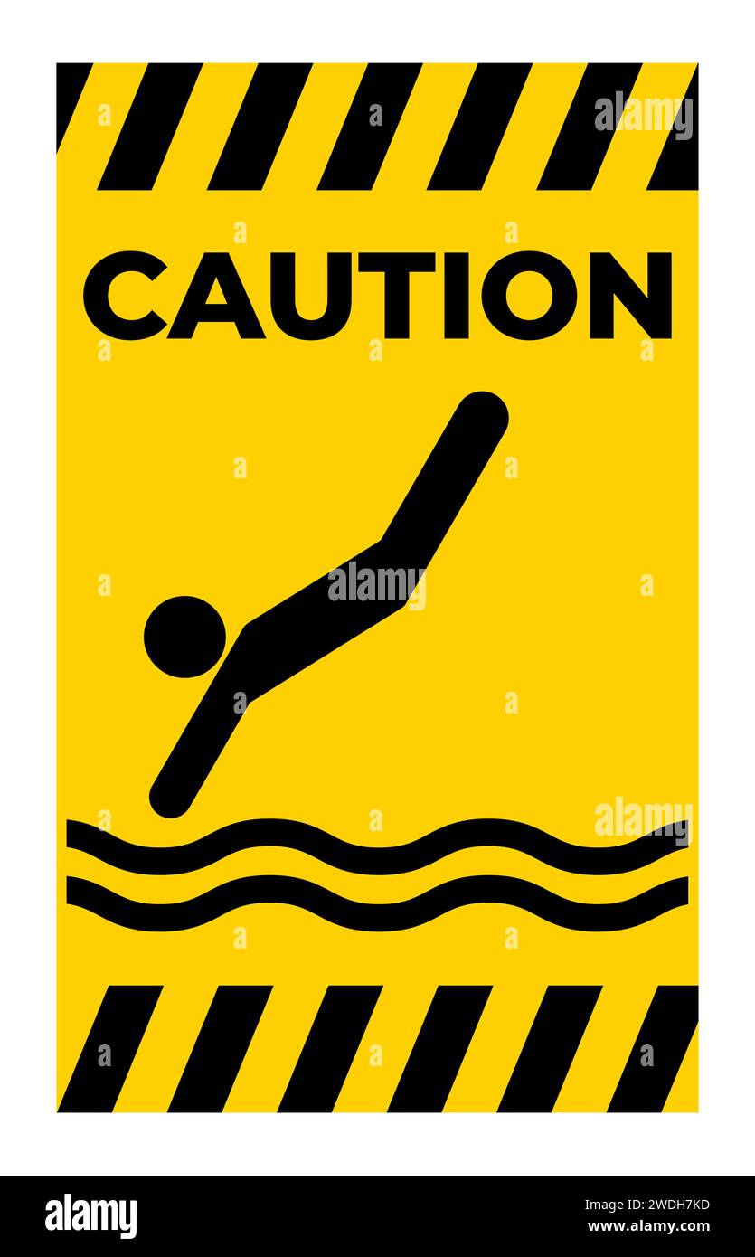 Water Safety Sign Caution - Diving Area Stock Vector Image & Art - Alamy