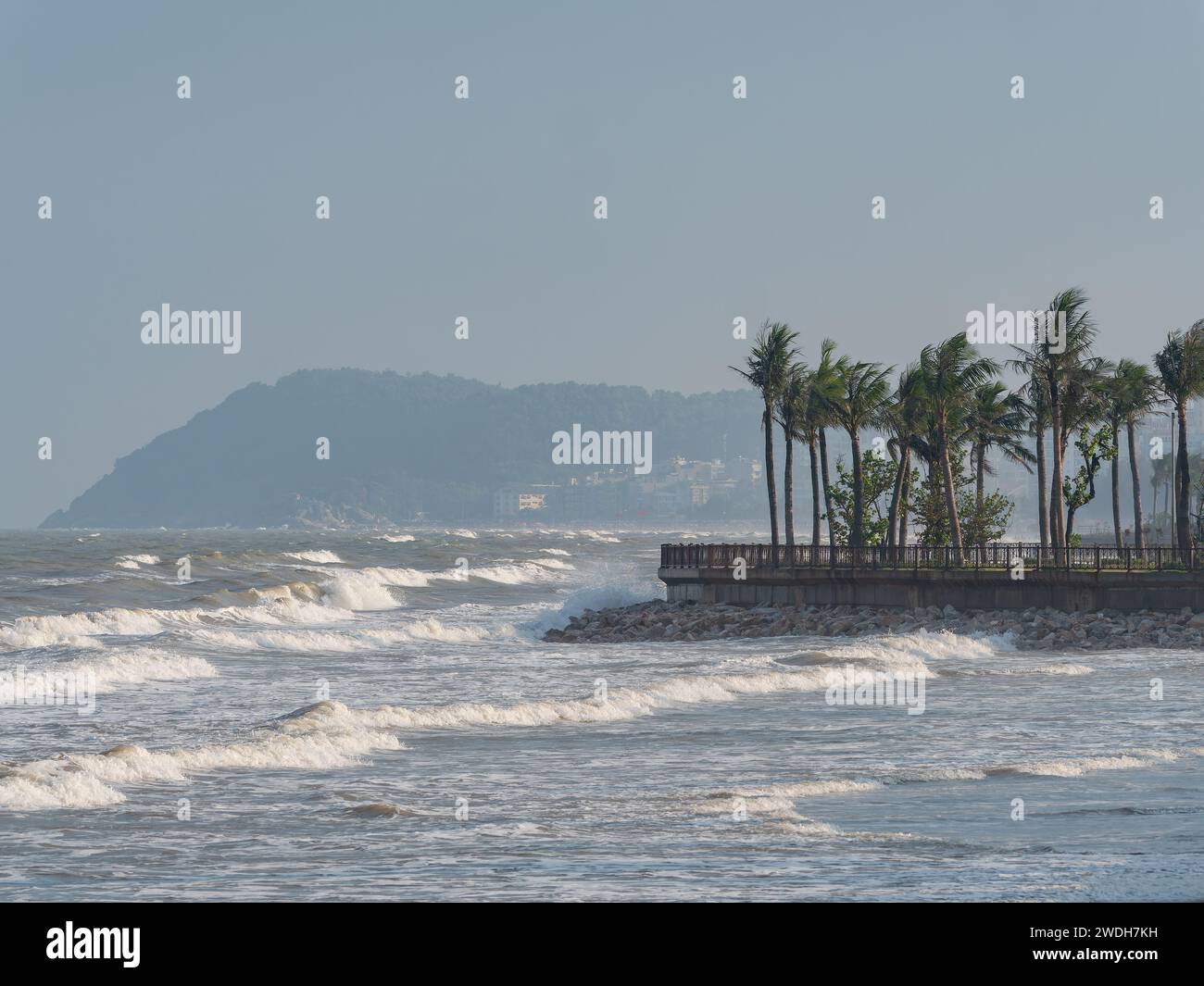 Sam Son Beach, Thanh Hoa, Vietnam on a windy day with big waves Stock ...
