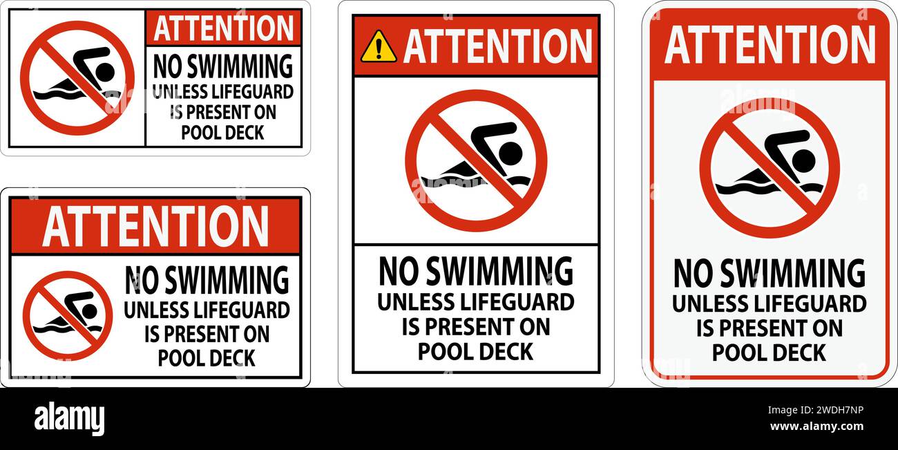 Attention Pool Sign No Swimming Unless Lifeguard Is Present On Pool ...