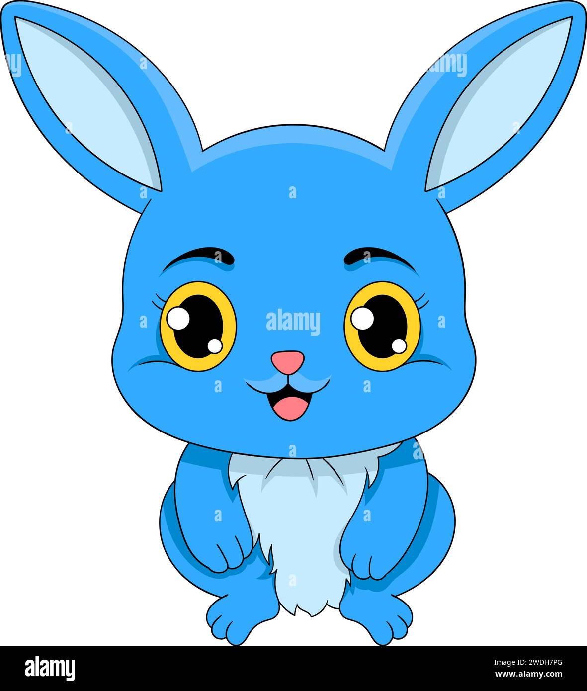 cute smiling face blue rabbit cartoon logo. creative image Stock Vector ...