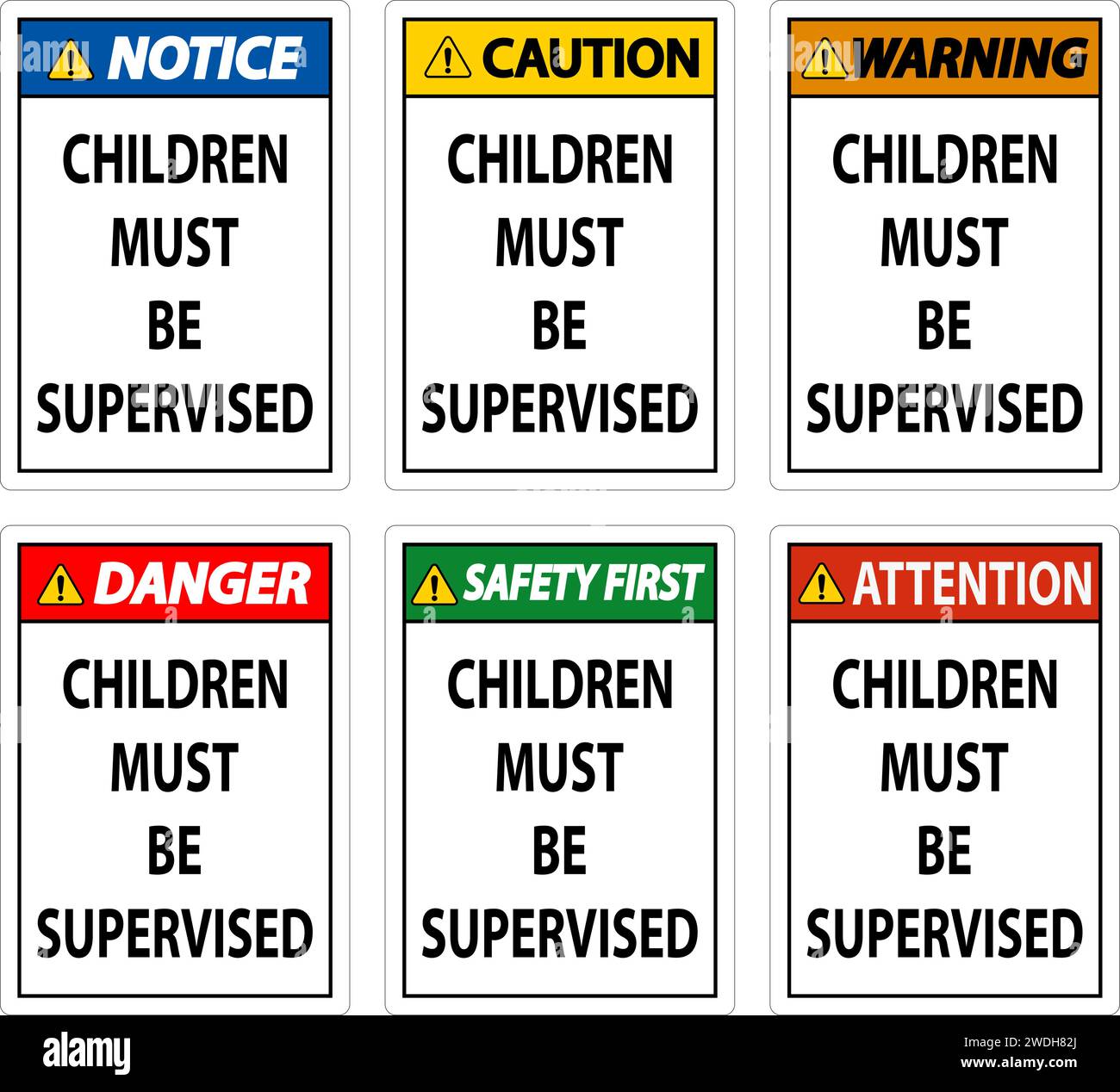 Pool Safety Sign Caution, Children Must be Supervised Stock Vector ...