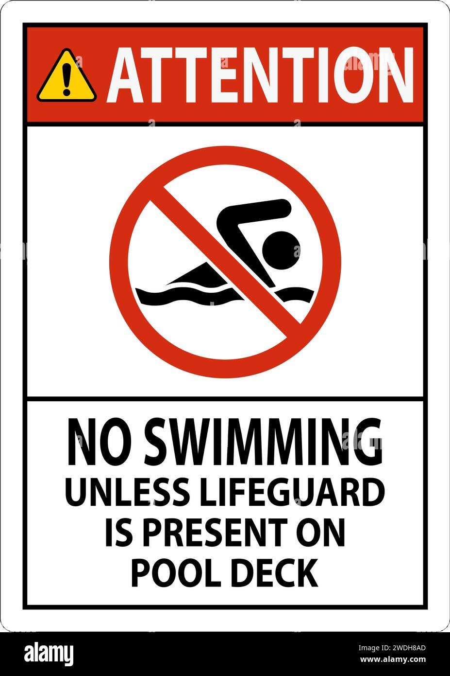Attention Pool Sign No Swimming Unless Lifeguard Is Present On Pool ...