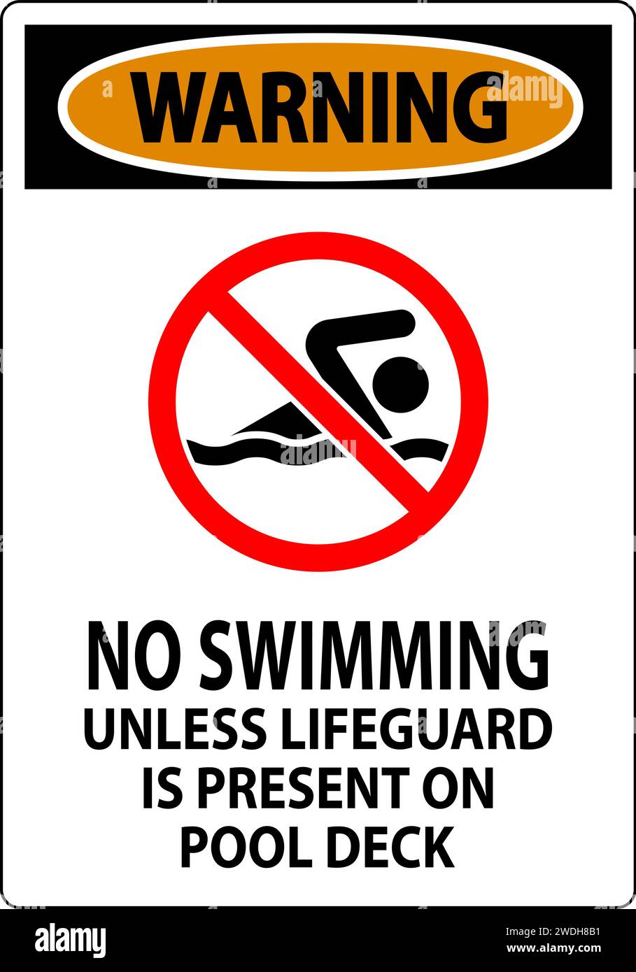 Danger Pool Sign No Swimming Unless Lifeguard Is Present On Pool Deck ...