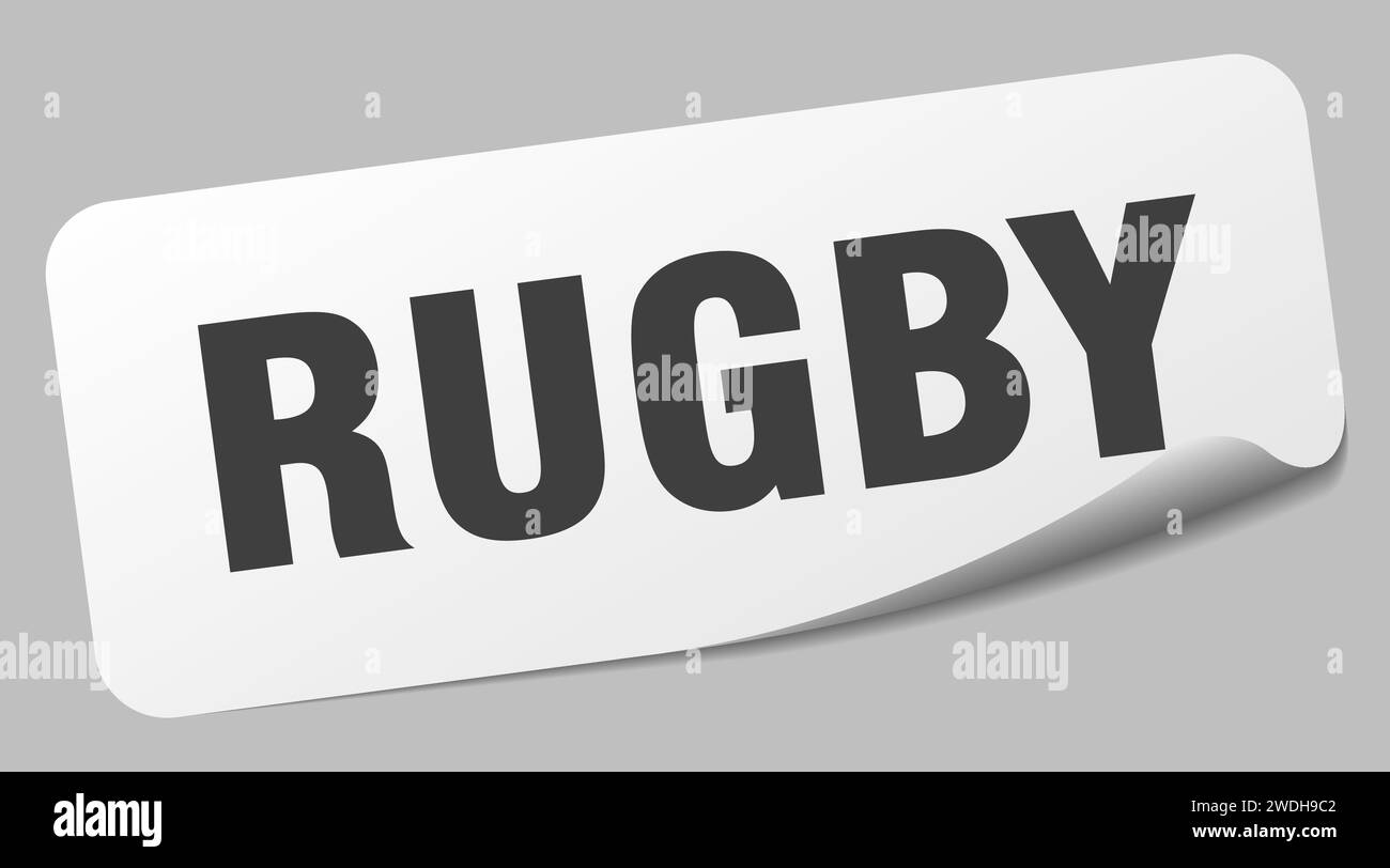 rugby sticker. rugby rectangular label isolated on white background ...