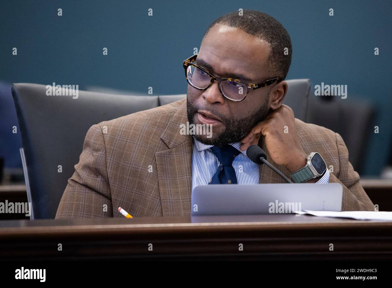 Florida State Sen. Shevrin Jones is seen during a hearing at the ...