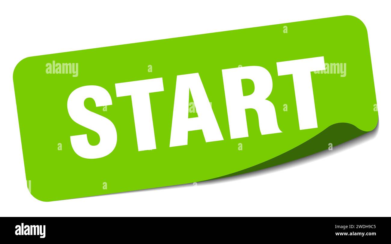 start sticker. start rectangular label isolated on white background ...