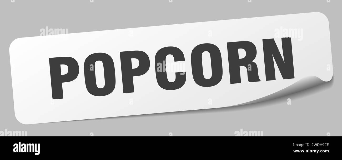 popcorn sticker. popcorn rectangular label isolated on white background ...