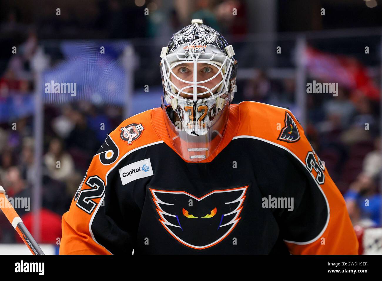 CLEVELAND, OH - JANUARY 20: Lehigh Valley Phantoms goalie Felix ...