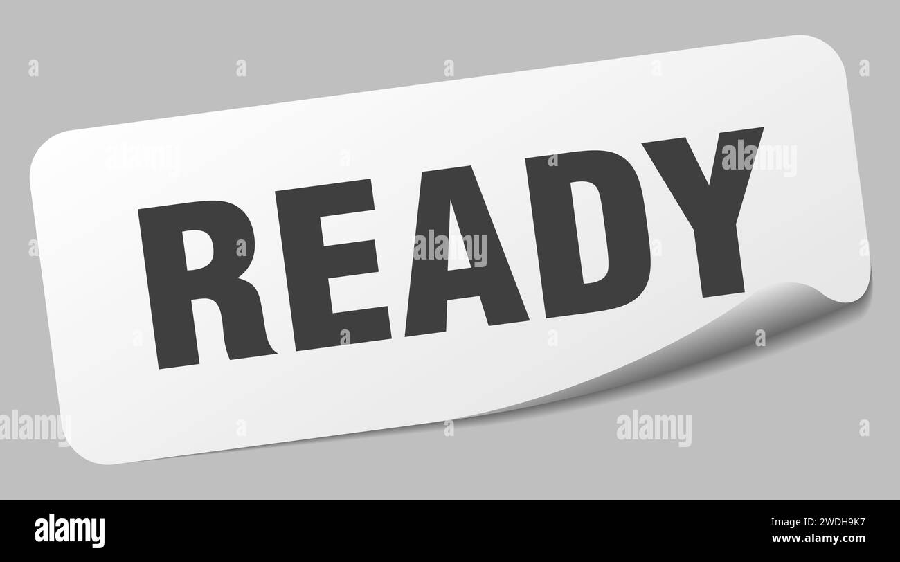 ready sticker. ready rectangular label isolated on white background ...
