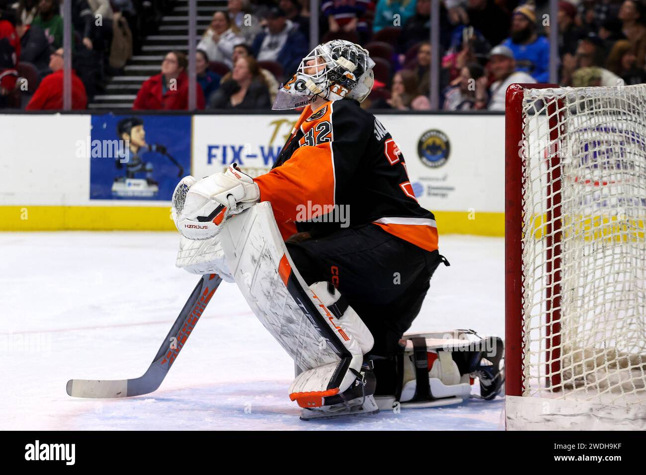 CLEVELAND, OH - JANUARY 20: Lehigh Valley Phantoms goalie Felix ...