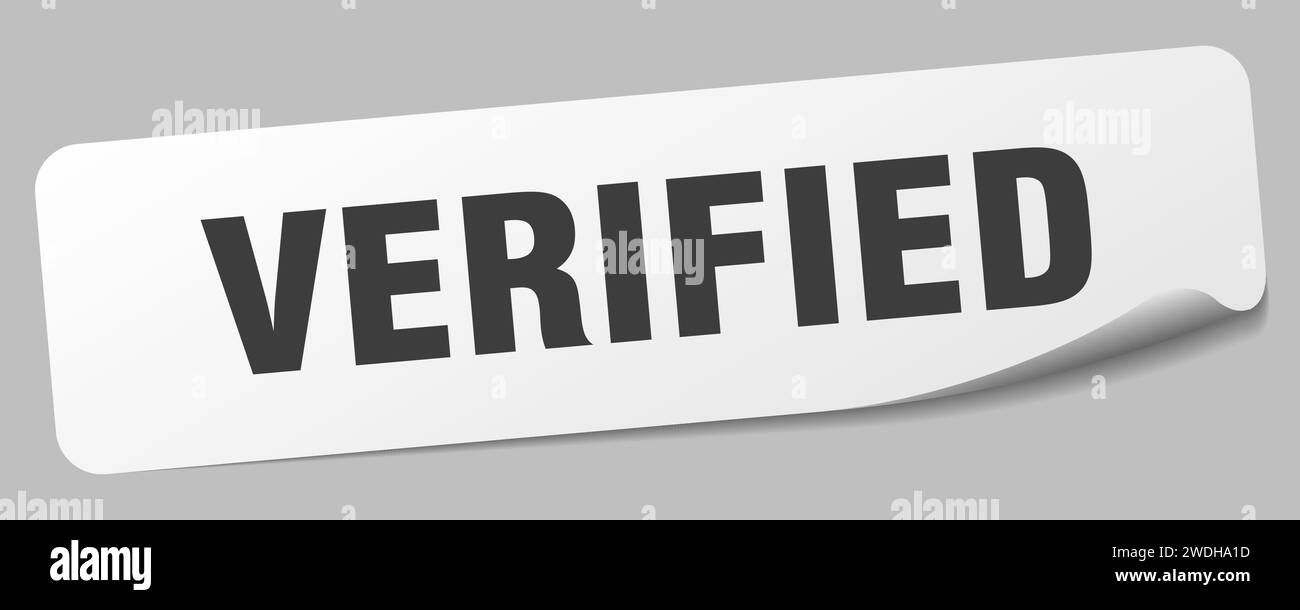verified sticker. verified rectangular label isolated on white ...