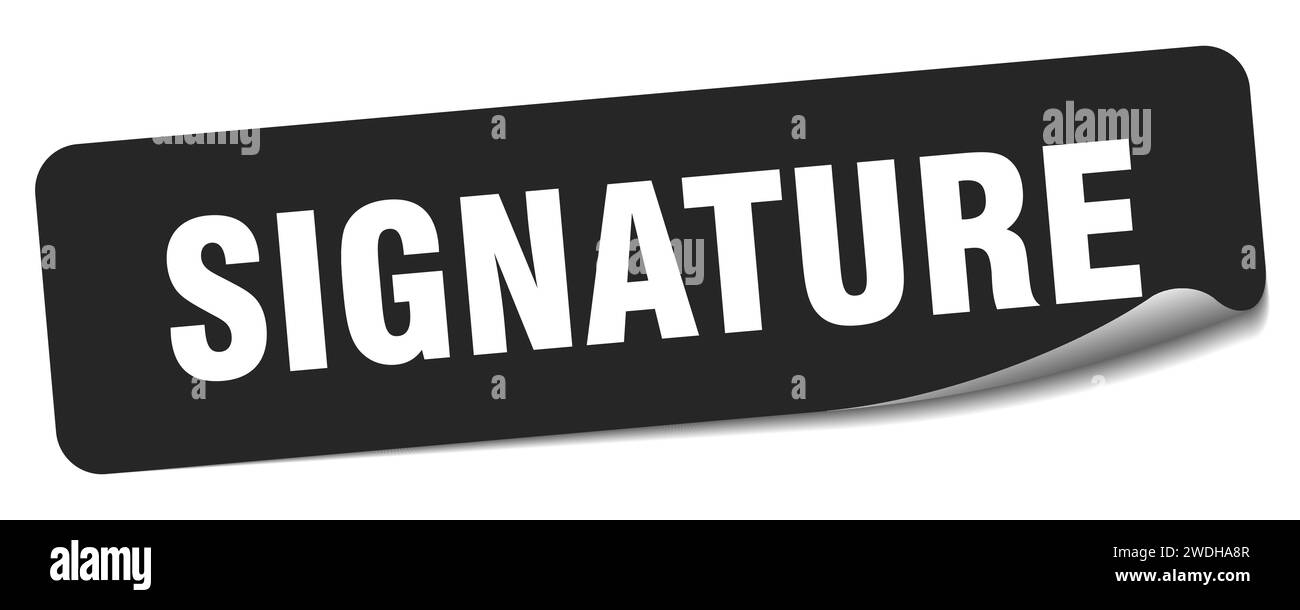 signature sticker. signature rectangular label isolated on white ...