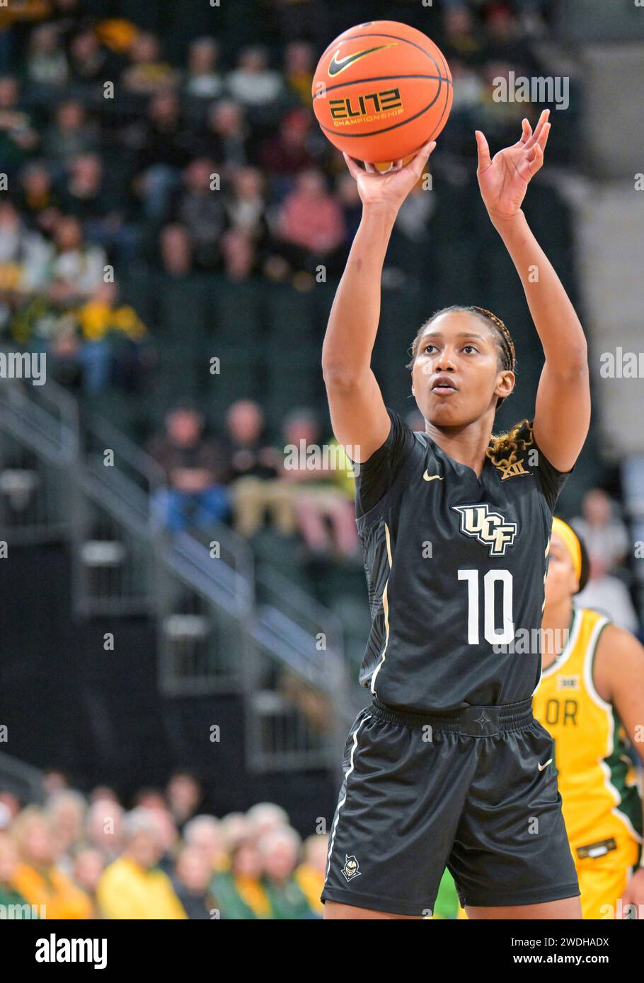 January 20 2024: UCF Knights guard Mya Burns (10) shoots a free-throw ...