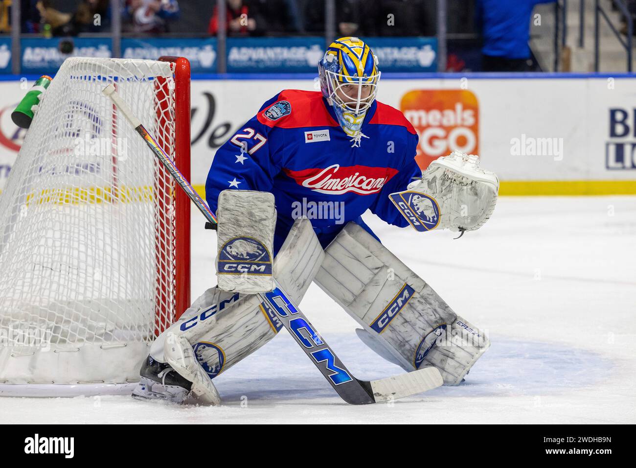 January 20th, 2024: Rochester Americans goaltender Devon Levi (27 ...