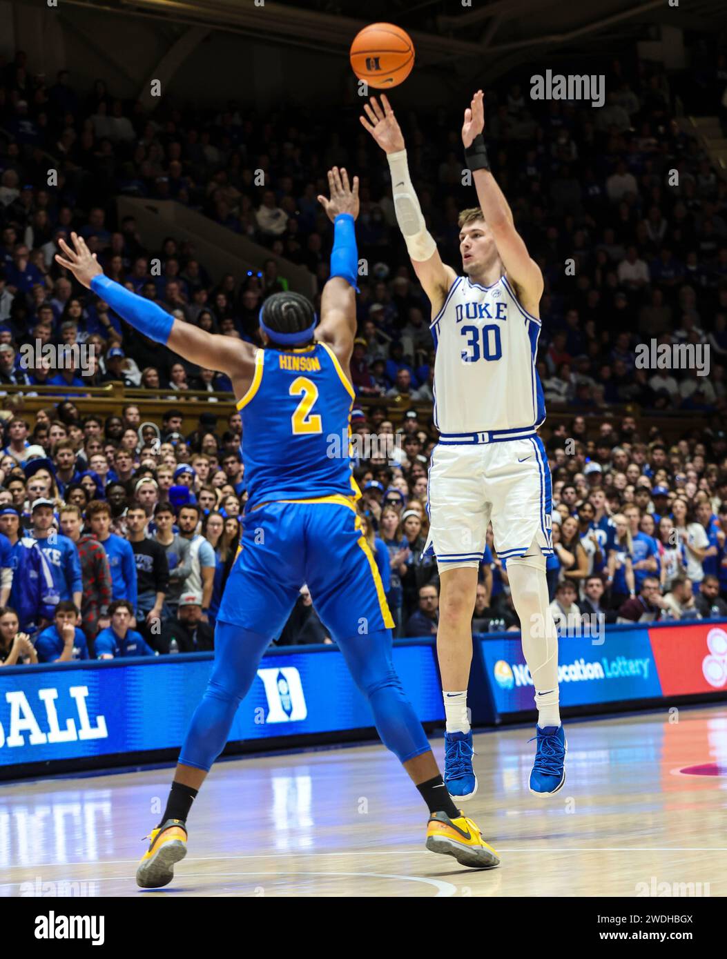 January 20, 2024: Duke University sophomore Kyle Filipowski (30) shoots ...