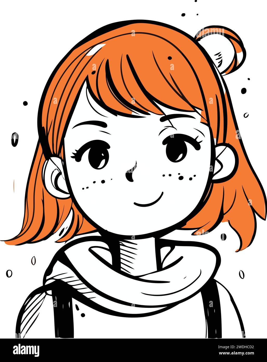 Vector Illustration Of A Pretty Red Haired Girl With Short Hair Stock