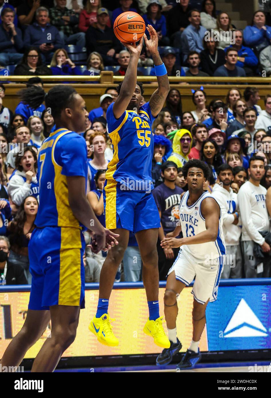 January 20, 2024: Pittsburgh junior Zack Austin (55) takes 3 point shot ...