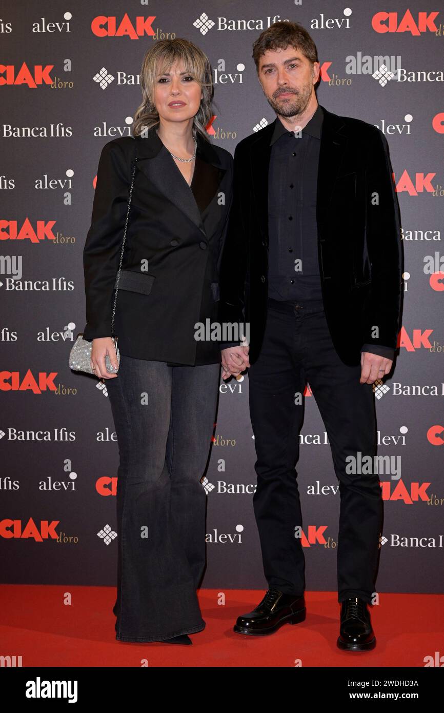 Rome, Italy. 20th Jan, 2024. Eva Nestori (l) and Michele Riondino (r ...