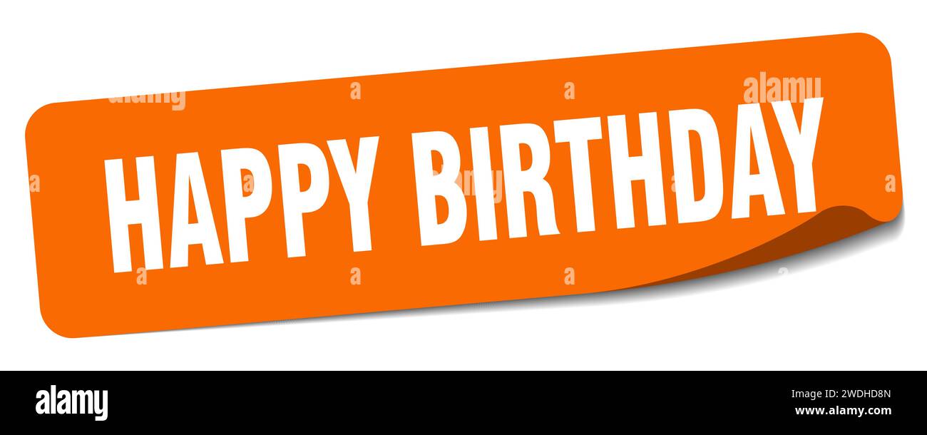 happy birthday sticker. happy birthday rectangular label isolated on ...