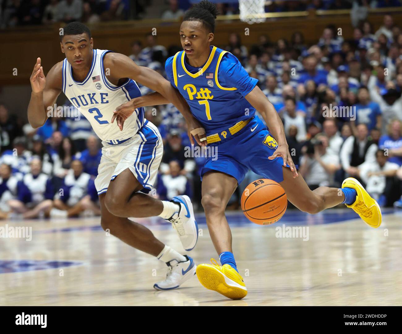 January 20, 2024: Pittsburgh freshman Carlton Carrington (7) dribbles ...