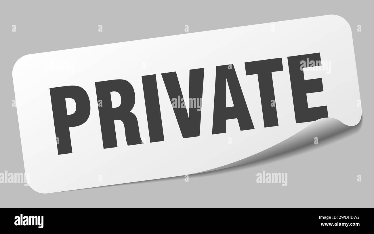 private sticker. private rectangular label isolated on white background ...