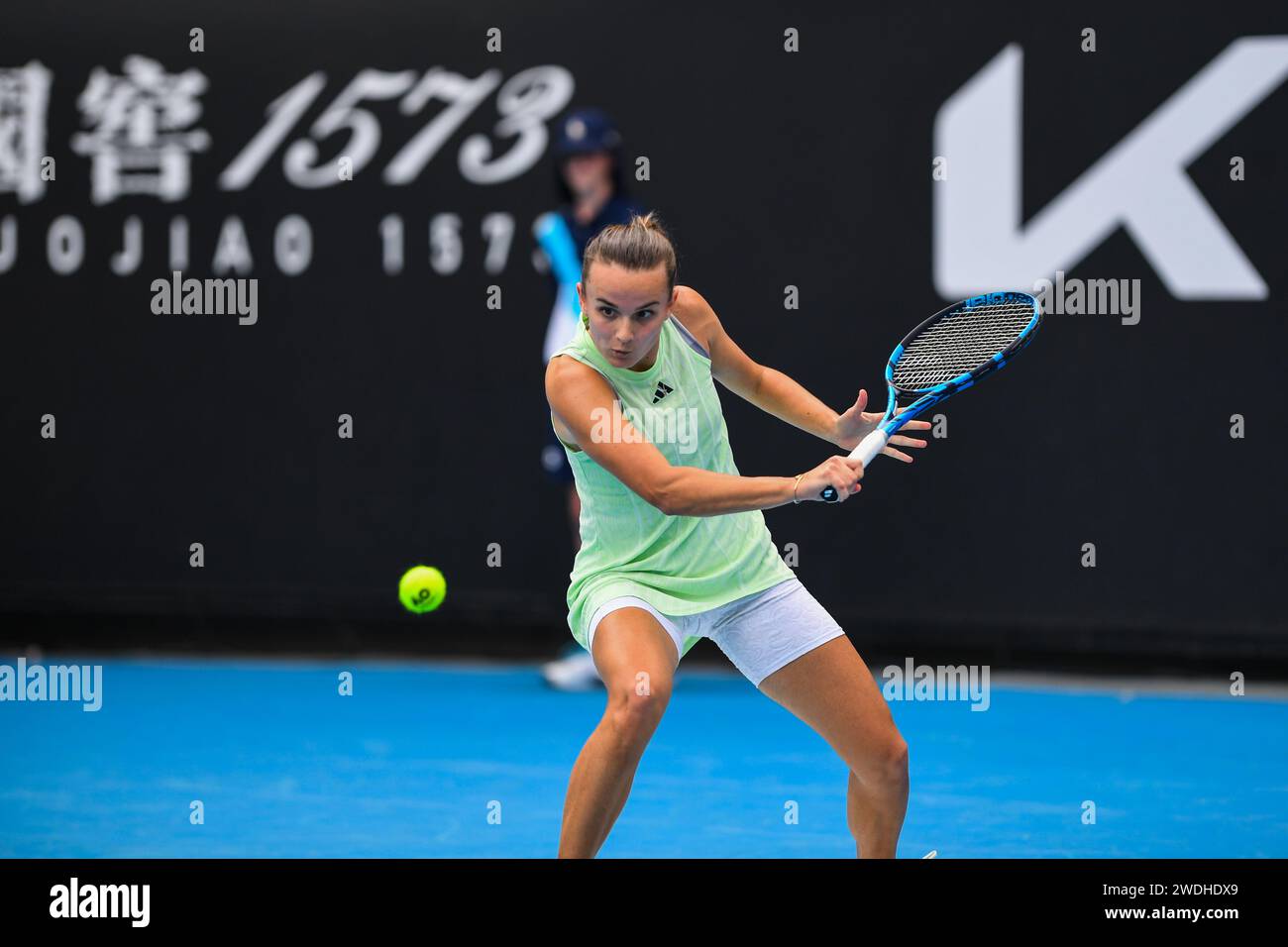 Melbourne, Australia. 20th Jan, 2024. Clara Burel of France plays against Oceane Dodin of France ...