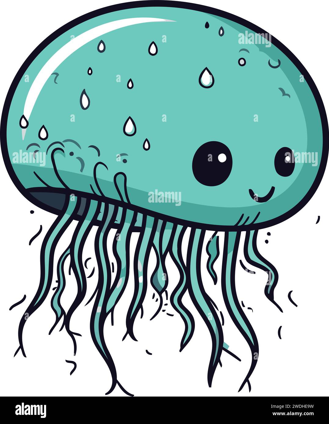 Cartoon funny jellyfish. Vector illustration isolated on white ...