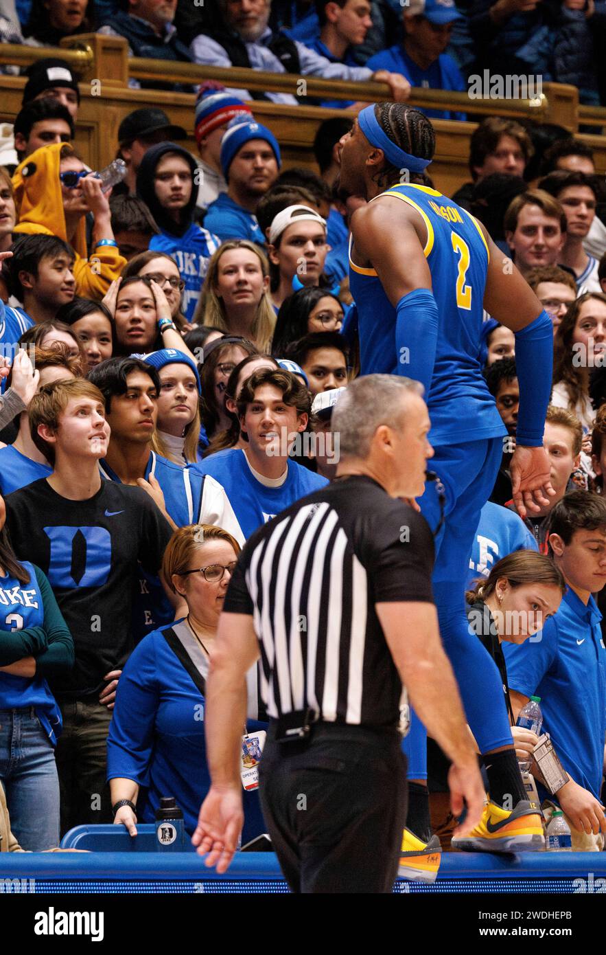 Pittsburgh's Blake Hinson (2) jumps on the media table to taunt fans ...