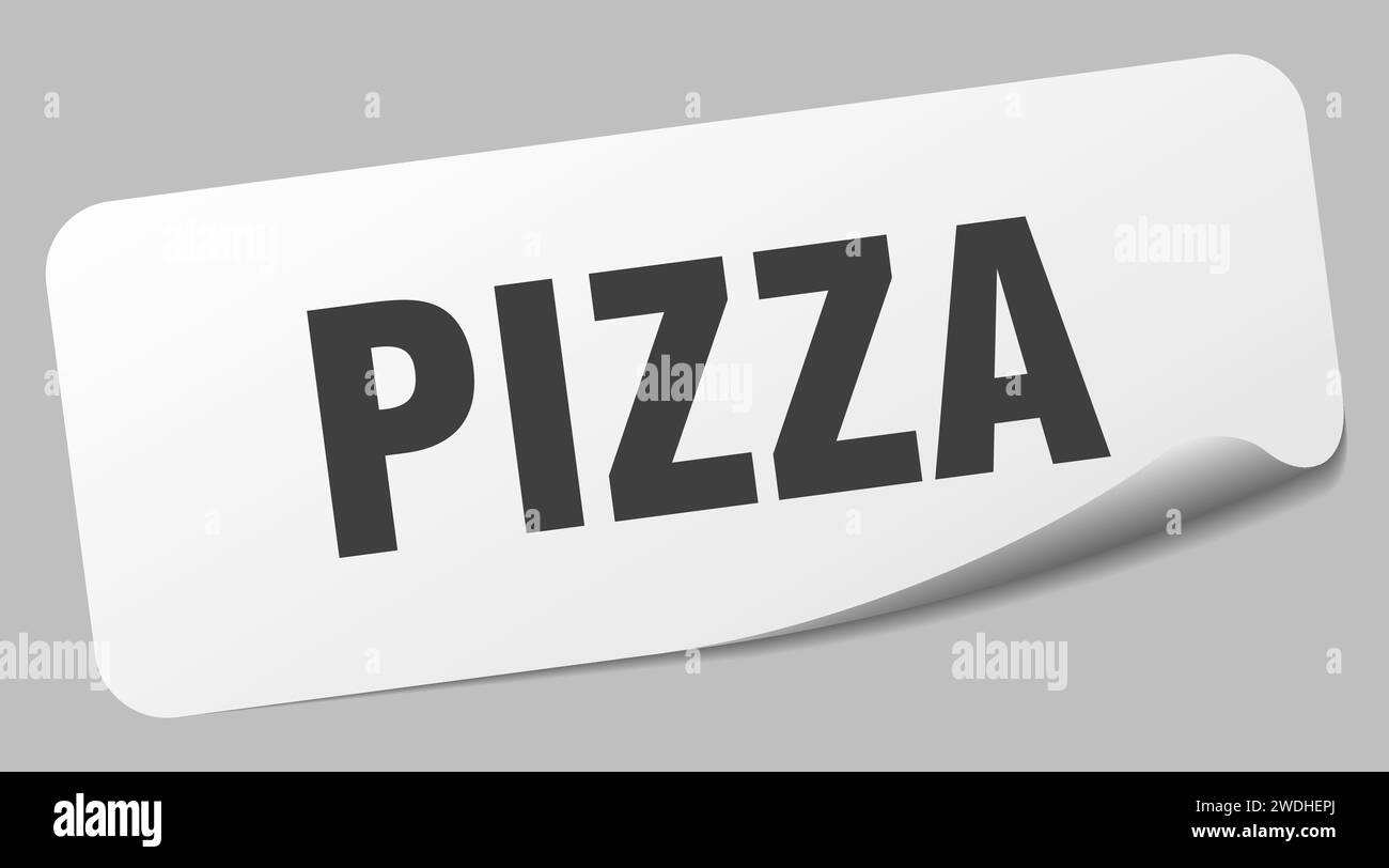 pizza sticker. pizza rectangular label isolated on white background ...