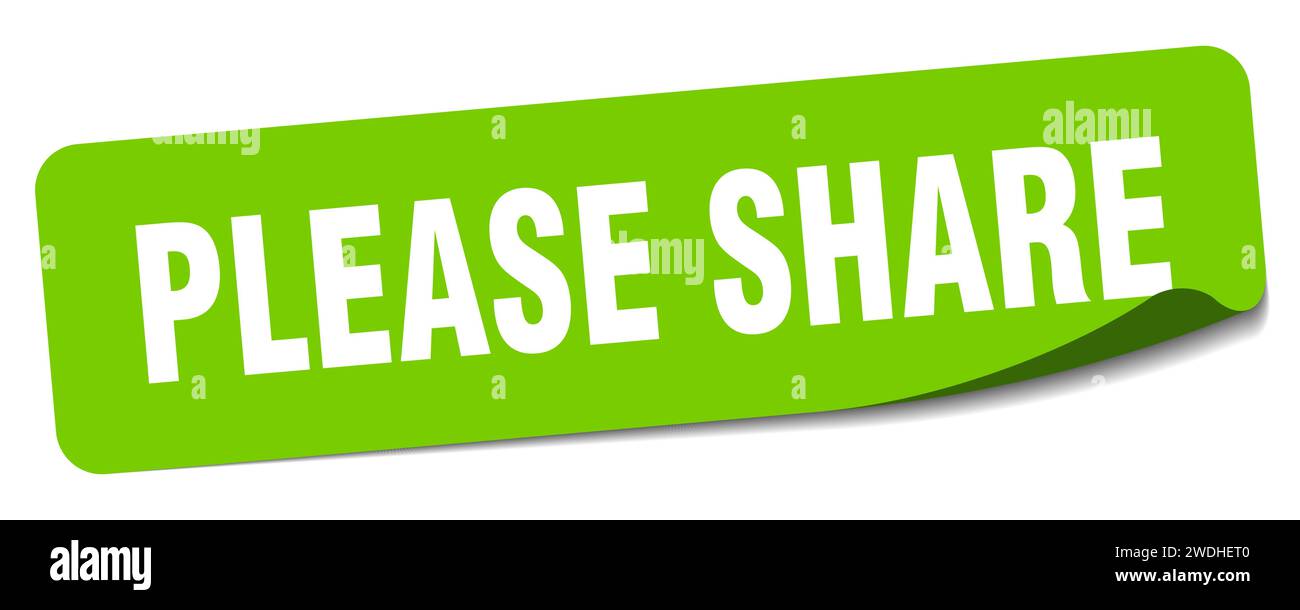 please share sticker. please share rectangular label isolated on white ...