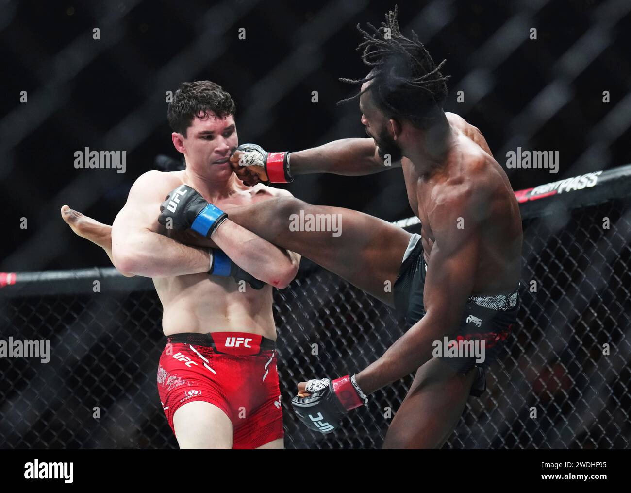 Mike Malott, left, fights Neil Magny during a welterweight bout during ...
