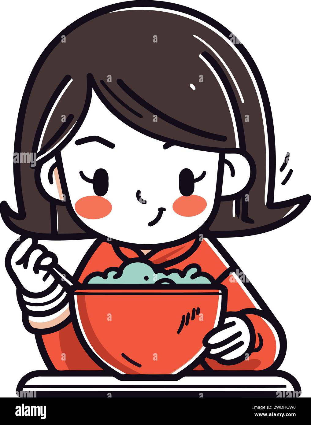 Woman soup eating Stock Vector Images - Alamy
