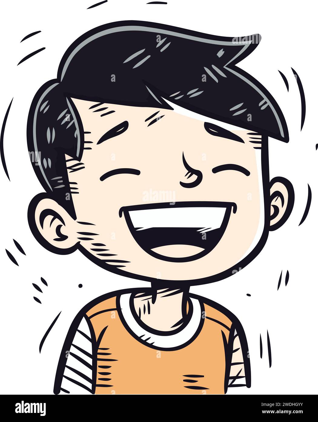 Vector illustration of a happy boy with a big smile on his face Stock ...