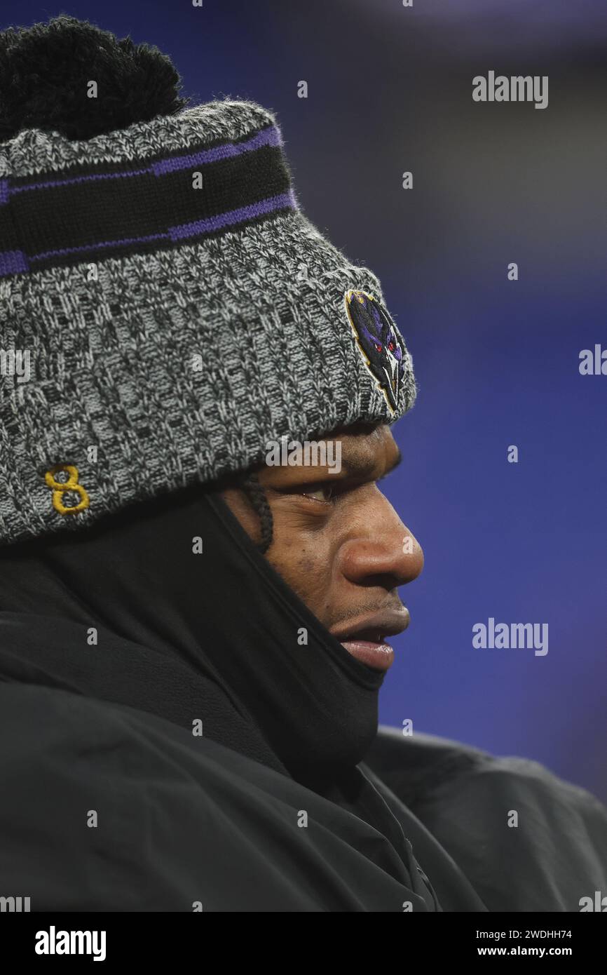 Baltimore, MD, USA. 20th Jan, 2024. Baltimore Ravens QB Lamar Jackson ...