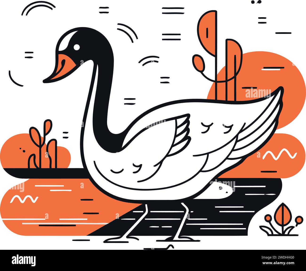 Goose line art hi-res stock photography and images - Alamy