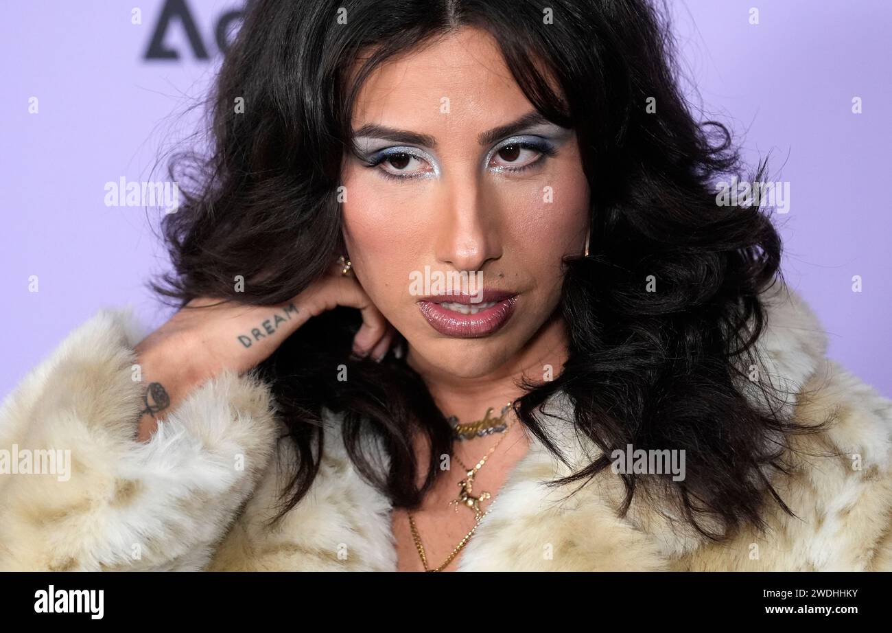 River Gallo, a cast member and screenwriter of "Ponyboi," poses at the premiere of the film at ...