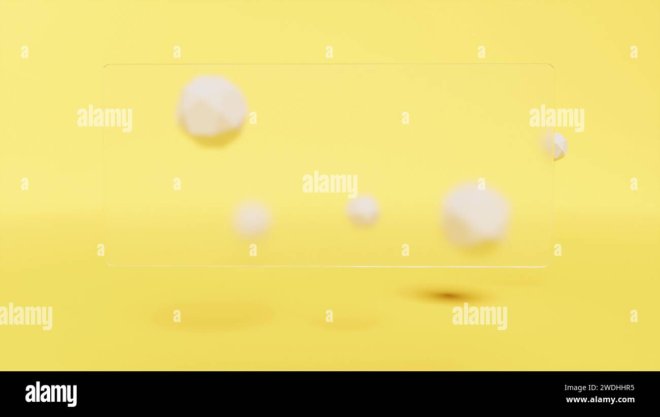 Yellow balls frozen glass intro 3d render Stock Photo - Alamy