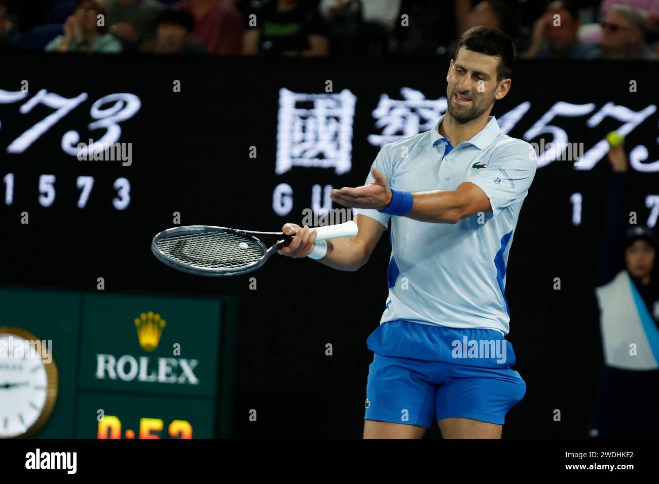 Melbourne, Victoria, Australia. 21st Jan, 2024. Novak Djokovic (SRB) in ...