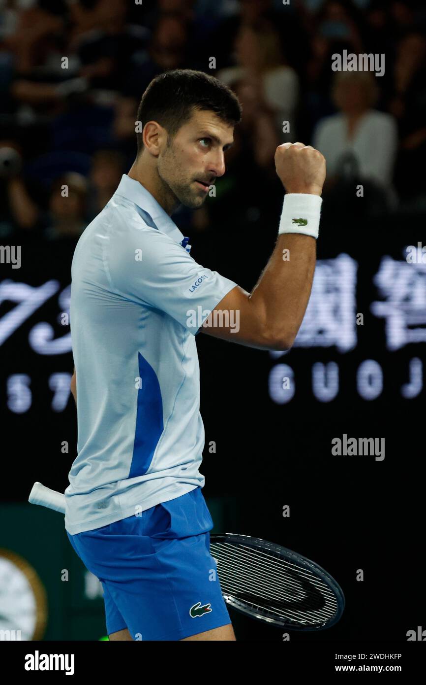 Melbourne, Victoria, Australia. 21st Jan, 2024. Novak Djokovic (SRB) in ...
