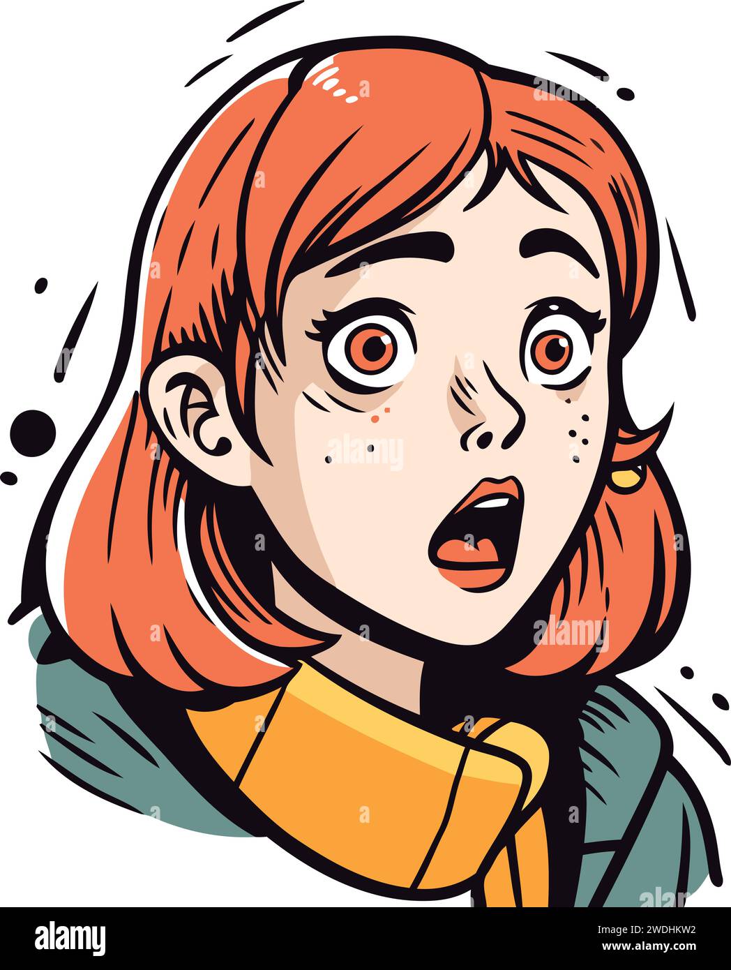 Surprised woman face. Vector illustration in cartoon comic style Stock ...