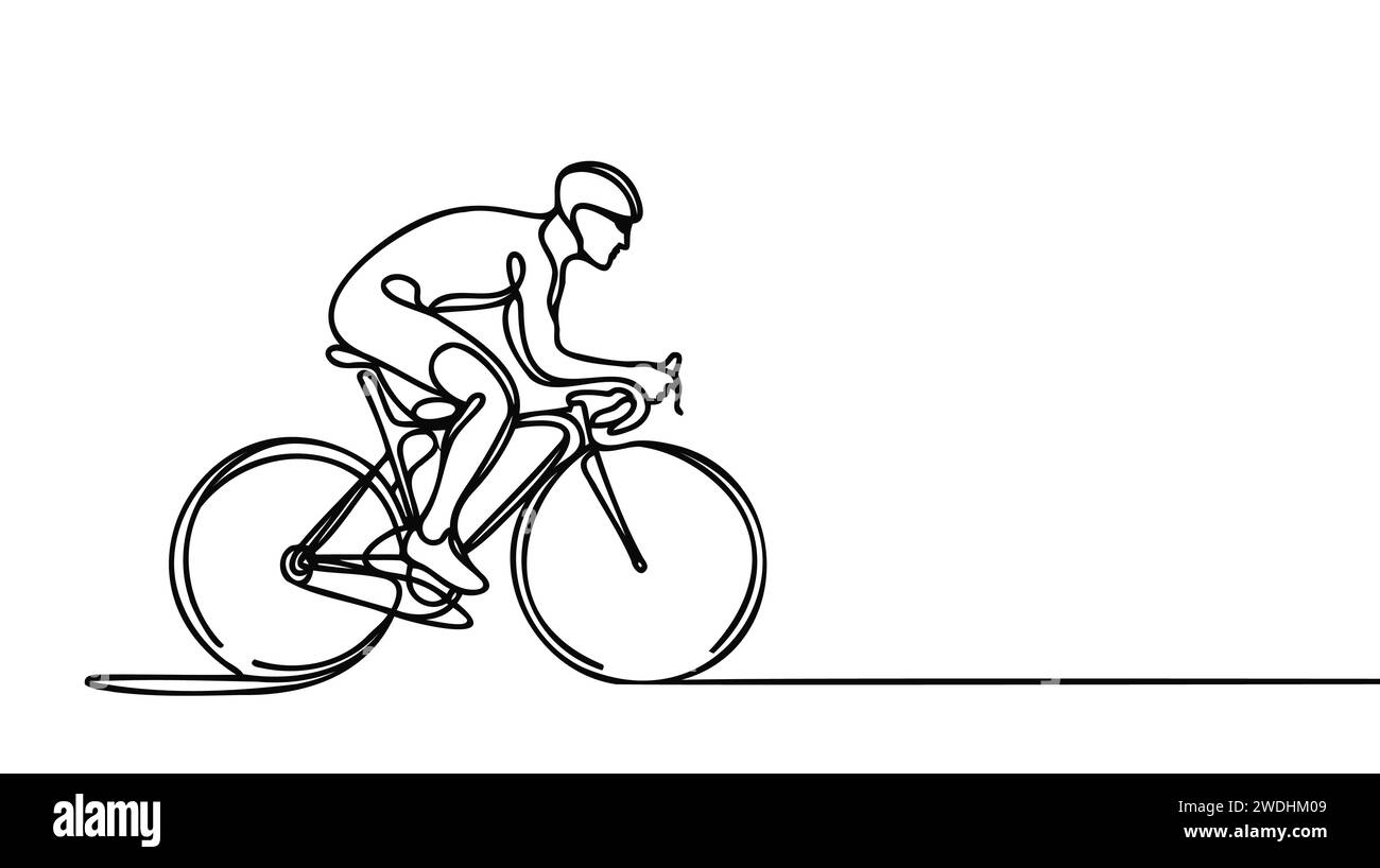 Line drawing bike person Cut Out Stock Images & Pictures - Alamy