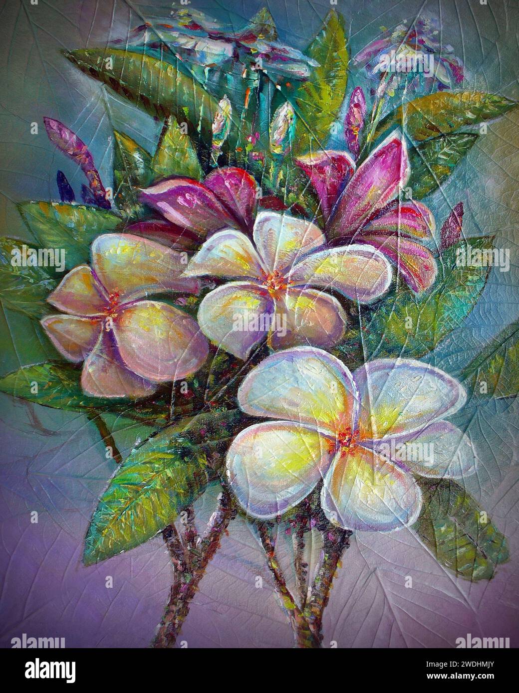 Art oil painting frangipani flower abstract color Stock Photo - Alamy