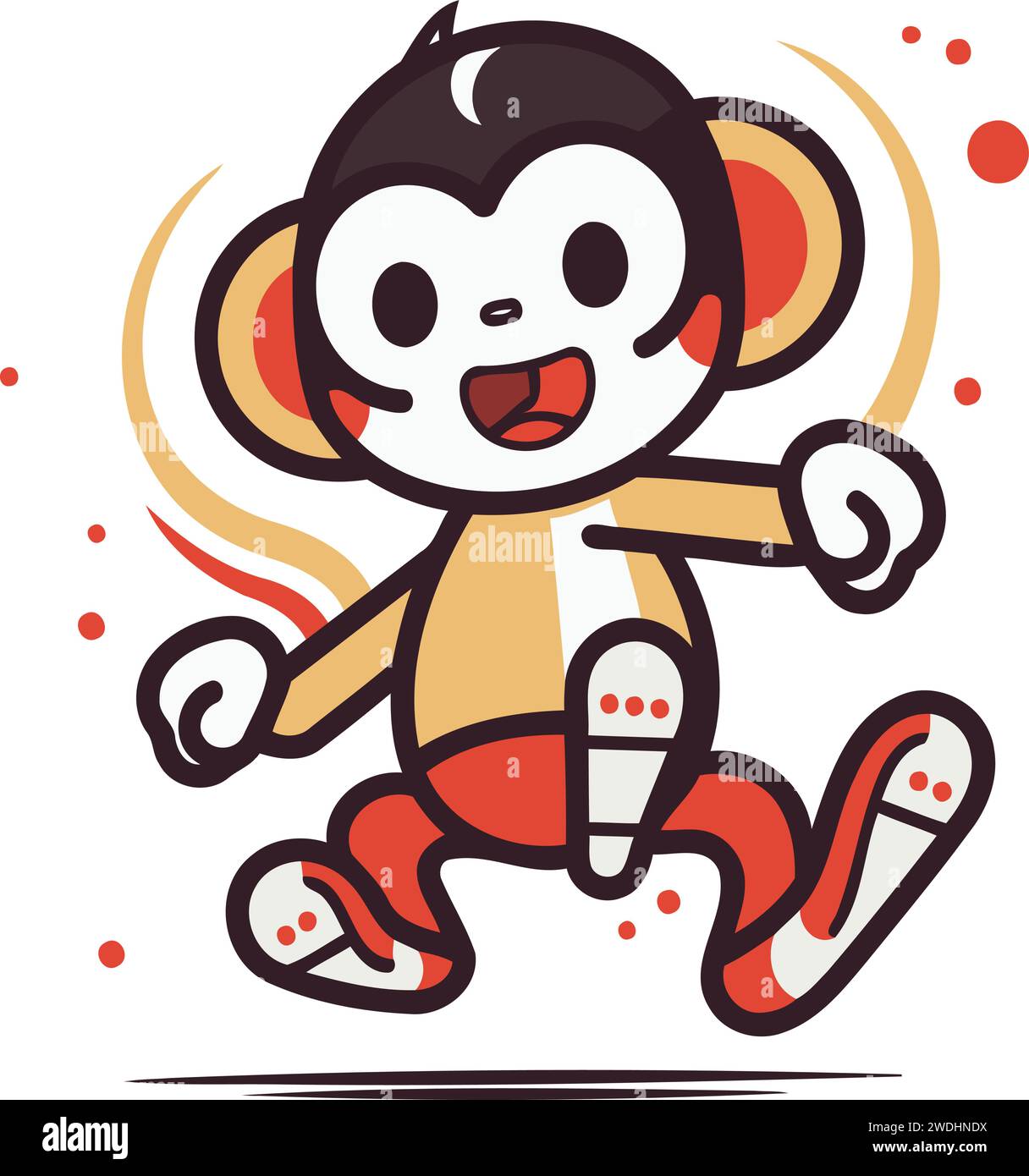 Monkey running vector illustration. Cartoon style. Isolated on white ...