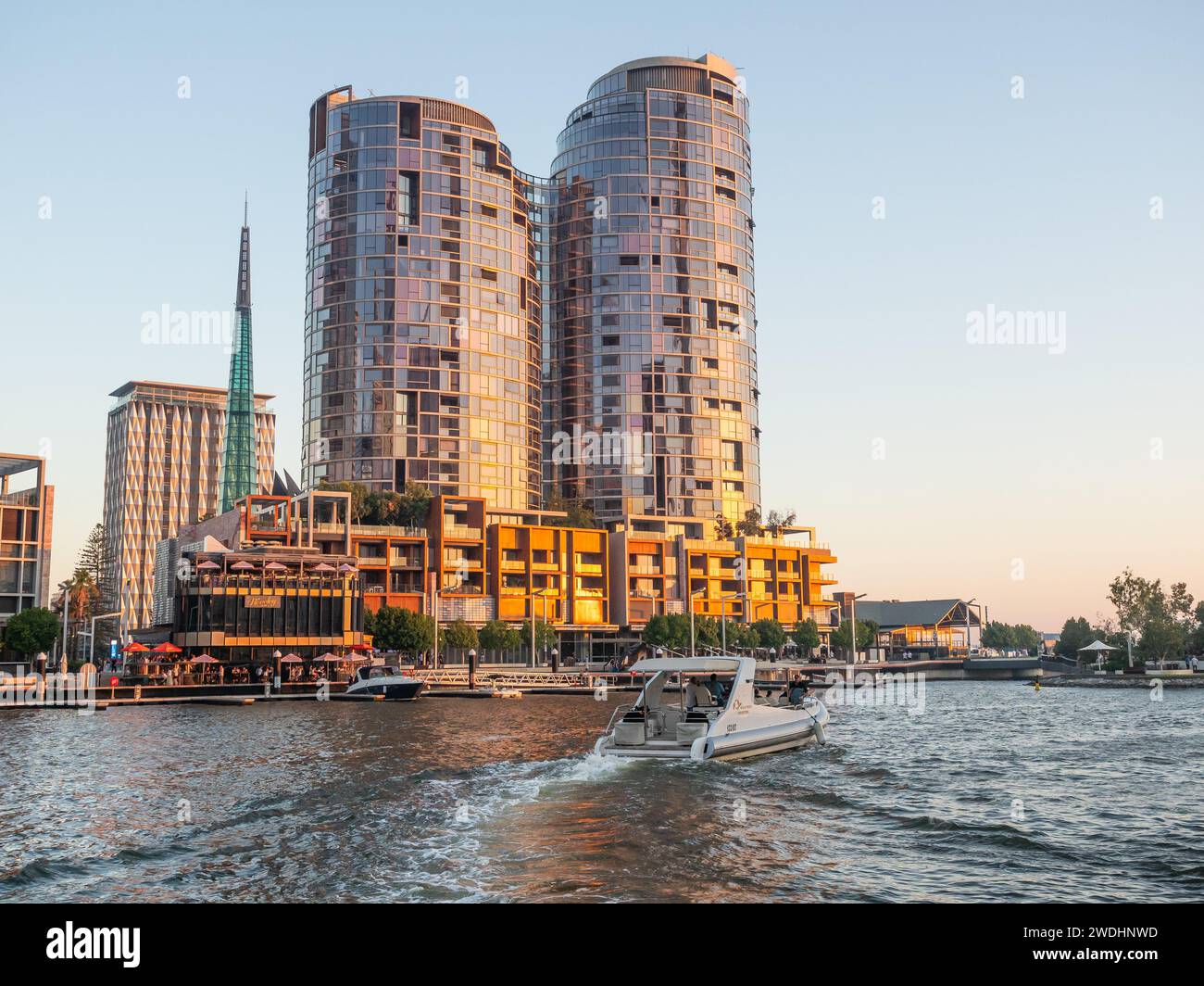A motor launch at Elizabeth Quay, a mixed-use development project in ...