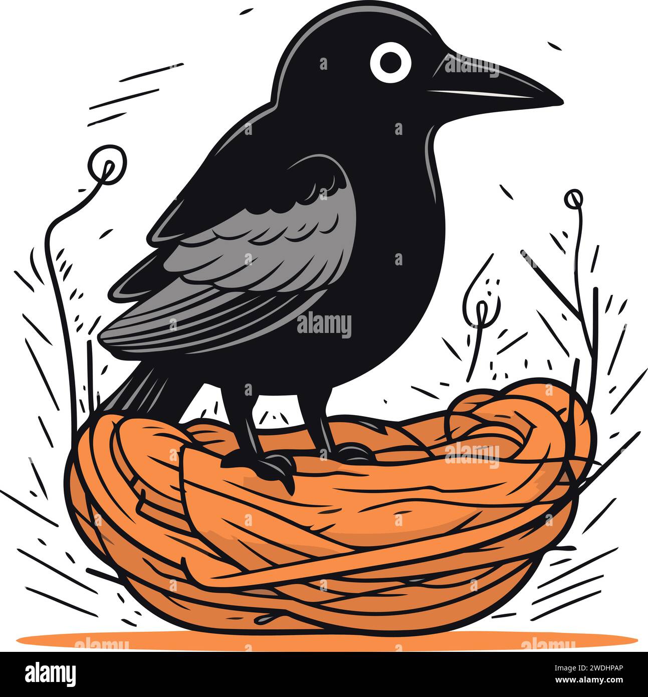 Crow sitting cartoon Stock Vector Images - Alamy