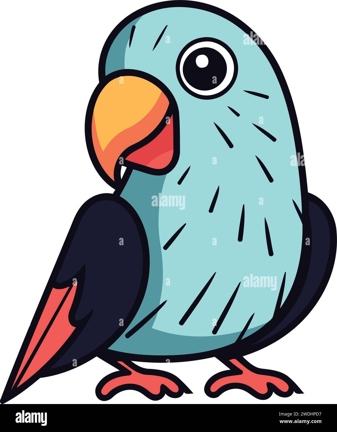 Cute blue parrot isolated on white background. Vector illustration ...
